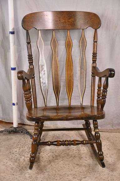 Spindle back rocking chair with turned legs, stretchers and spindles ...