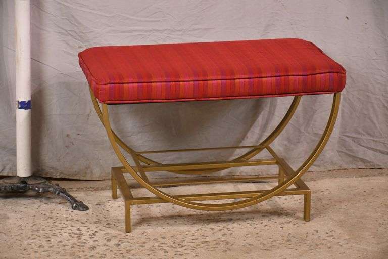 Gold metal bench with striped fabric seat; 68-2656 - R.H. Lee & Co ...