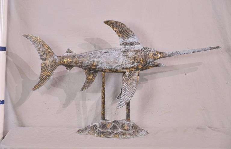 Metal swordfish statue; 697-1041 - R.H. Lee & Co. Auctioneers