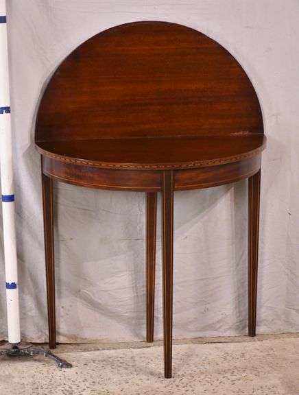 Brandt inlaid mahogany flip-top half-round game table; 68-2703 - R.H ...