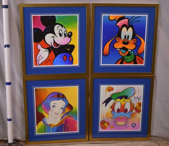 Set of 4 framed giclée prints of Disney characters by Peter Max; 975 ...