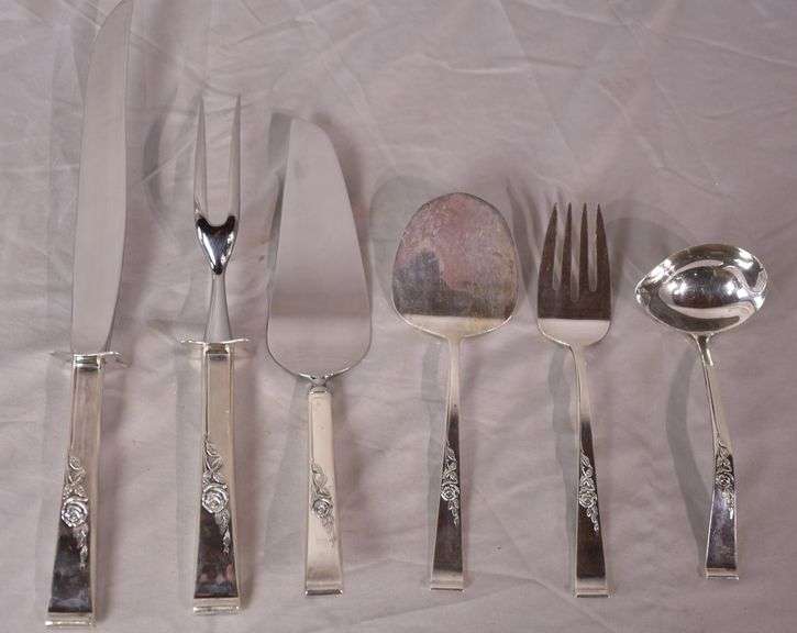 Reed and Barton "Classic Rose" 6 piece sterling silver serving set; 6 ...