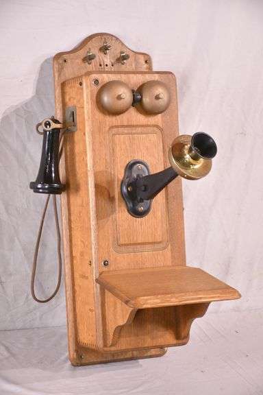 Kellogg vintage wall phone with oak case; 12807-007 - R.H. Lee & Co ...
