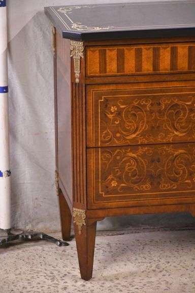 Jonathan Charles inlaid Italian style bronze mounted 3 drawer chest ...