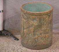 Large round ceramic crock with woodland scene; 14419-039 - R.H. Lee ...