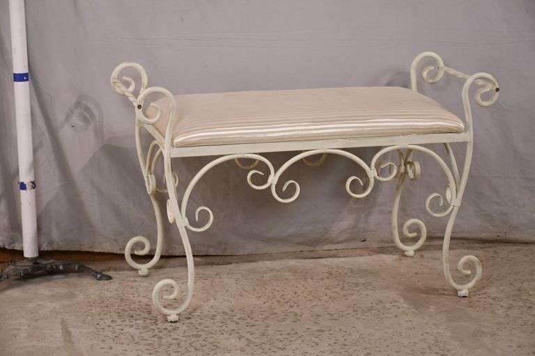 White wrought iron bench; 55-9020 - R.H. Lee & Co. Auctioneers