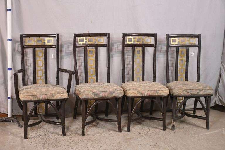 Set of 4 rattan Oriental style dining chairs; 336-2343 - R.H. Lee & Co ...