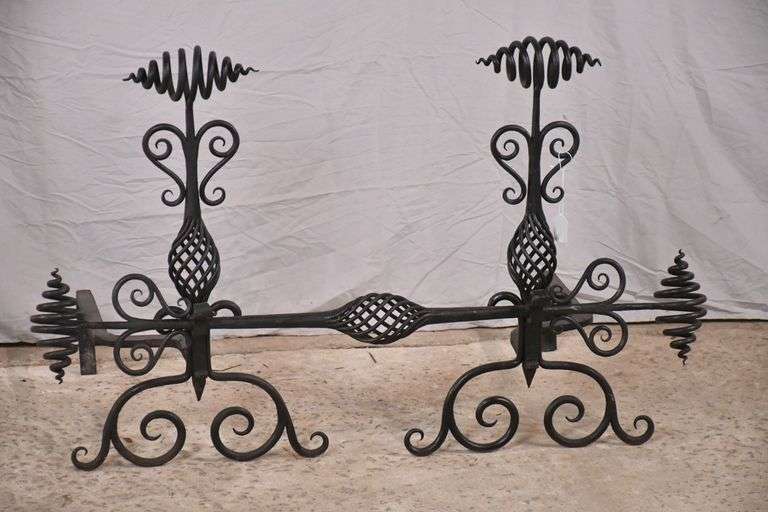 Charleston Forge ornate wrought iron andiron set; 620-410 - R.H. Lee ...