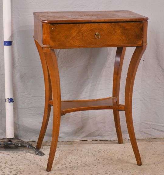 Early inlaid single drawer 2 tier side table; 74-9350 - R.H. Lee & Co ...