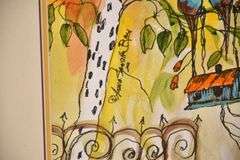 Framed original acrylic on paper of love birds by Anna Sandhu Ray; 975 ...