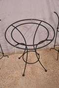 Round black metal table base and 2 plant stands; 14419-027,026 - R.H ...
