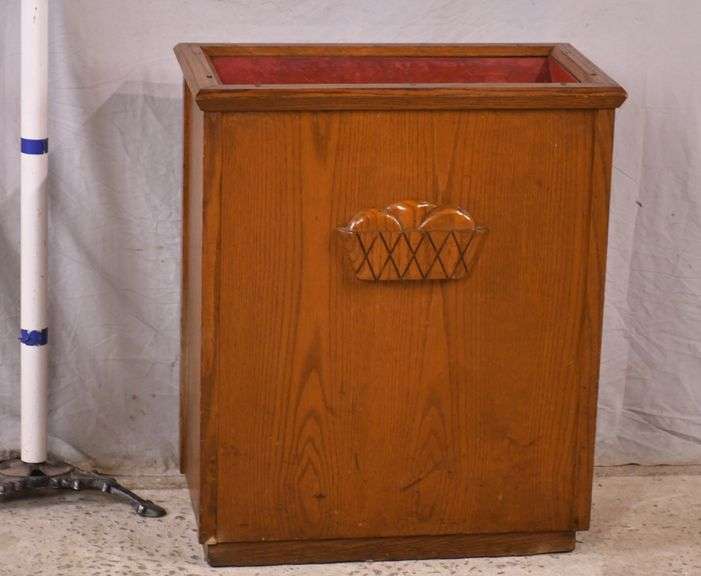 Oak open top hamper with access door on back; 74-10082 - R.H. Lee & Co ...