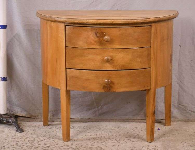 Rustic half-round 3 drawer commode; 74-9959 - R.H. Lee & Co. Auctioneers