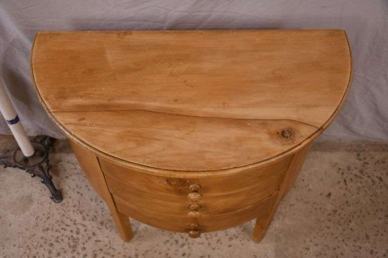 Rustic half-round 3 drawer commode; 74-9959 - R.H. Lee & Co. Auctioneers