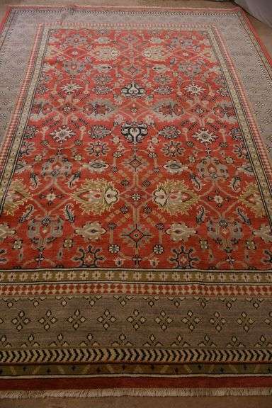 9x12 hand knotted Indian rug with light color border; 40-148915 - R.H ...
