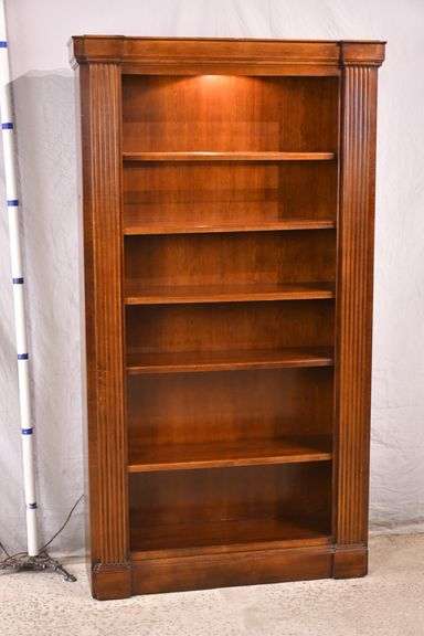 Cherry tall open front bookcase with fluted columns; 74-9992 - R.H. Lee ...
