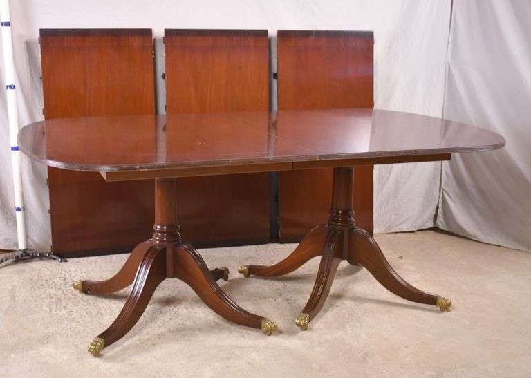 Reprodux- Bevan Funnell inlaid mahogany double pedestal dining table ...