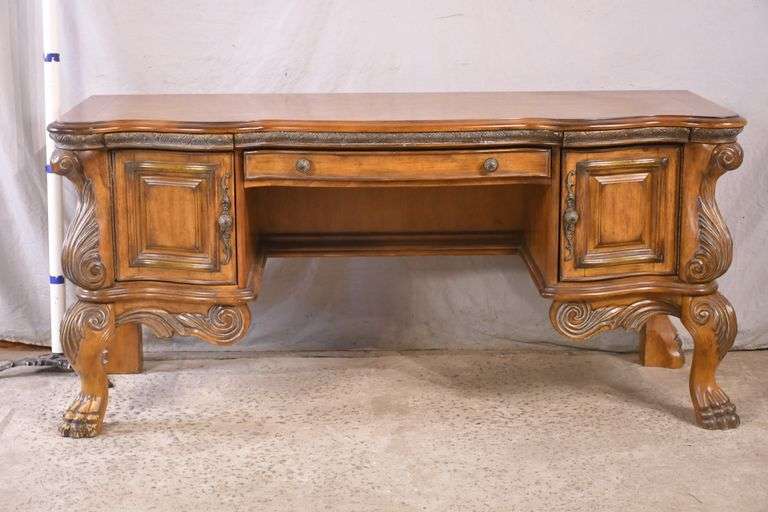 Aico "Michael Amini Signature Series" carved serpentine front kneehole ...