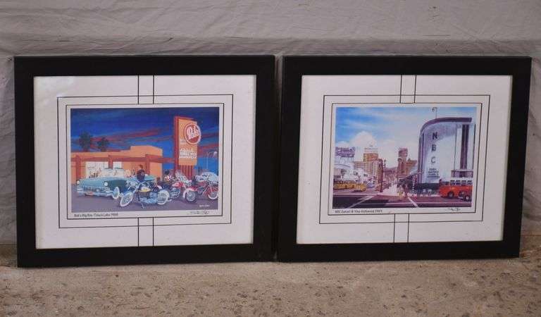 Pair of small signed framed prints by Stan Cline; 14221-059 - R.H. Lee ...