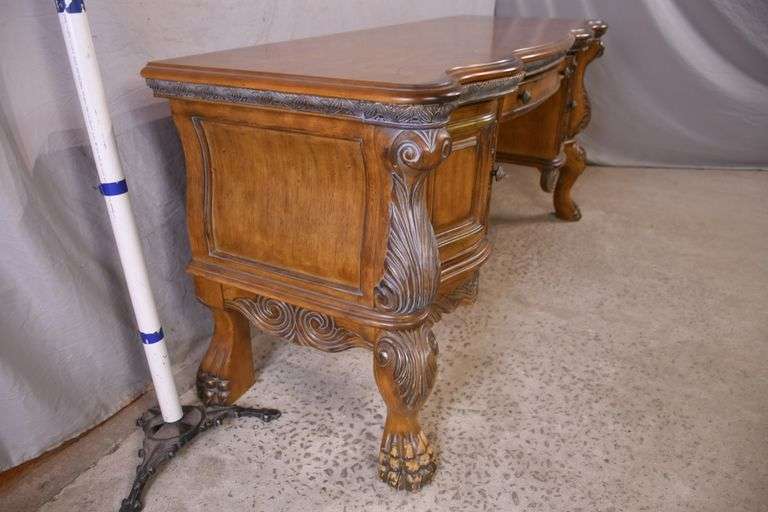 Aico "Michael Amini Signature Series" carved serpentine front kneehole ...