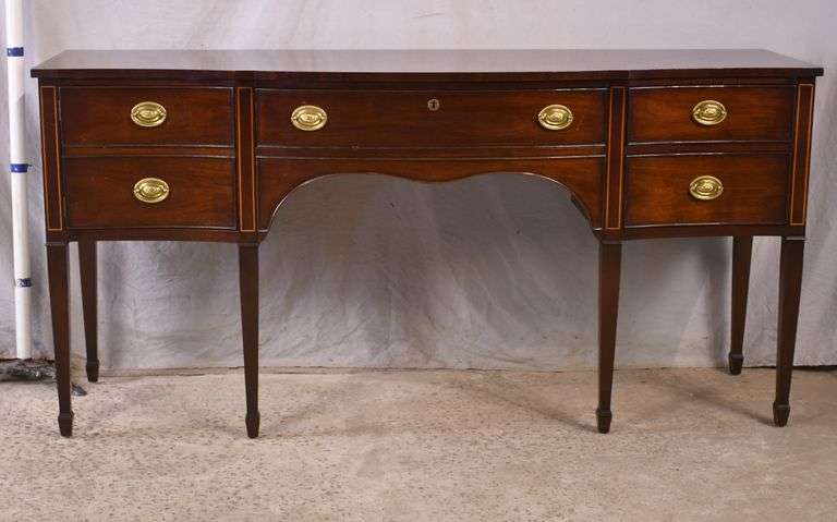Kindel inlaid mahogany serpentine front sideboard; 697-1093 - R.H. Lee ...
