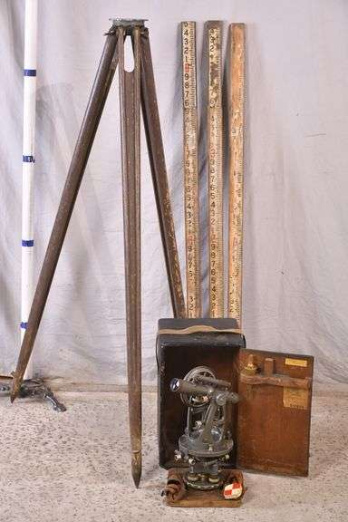 Vintage Brunson Instrument Co. transit surveying tool with tripod stand ...