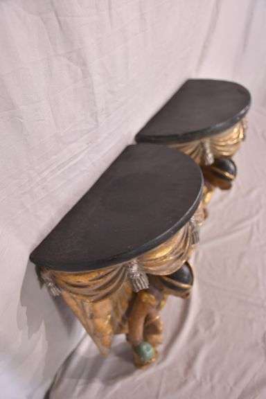 Pair of ornate half round monkey wall shelves; 336-2967 - R.H. Lee & Co ...