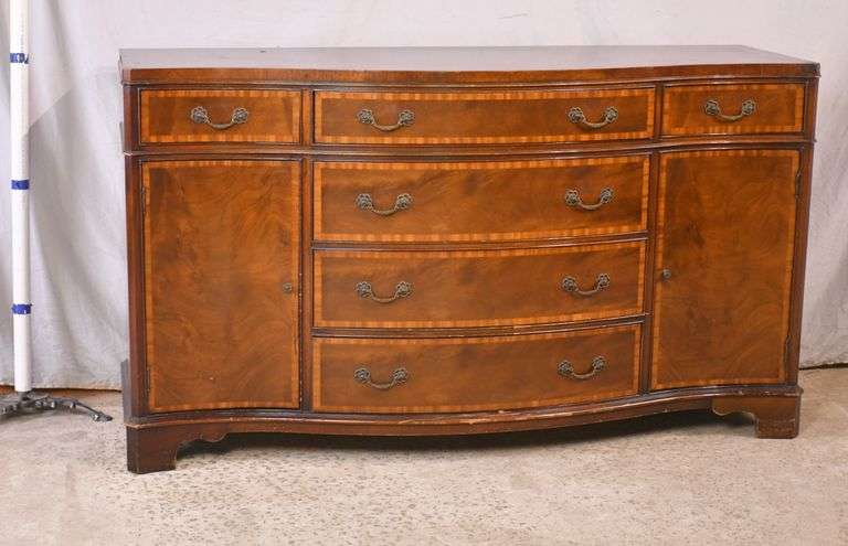 Fancher banded mahogany serpentine front sideboard; 74-10314 - R.H. Lee ...
