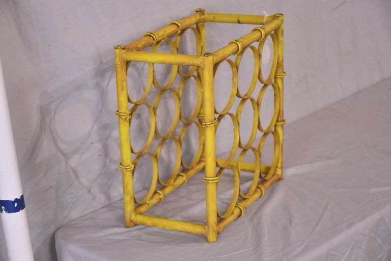 Yellow cane cut metal wine rack; 13024-370 - R.H. Lee & Co. Auctioneers