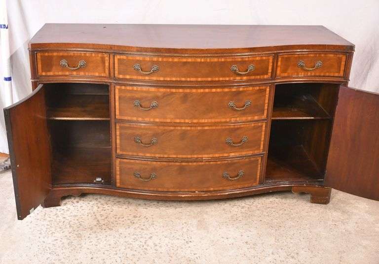 Fancher banded mahogany serpentine front sideboard; 74-10314 - R.H. Lee ...