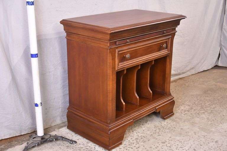 Cherry single drawer open front side chest with divided interior; 68 ...