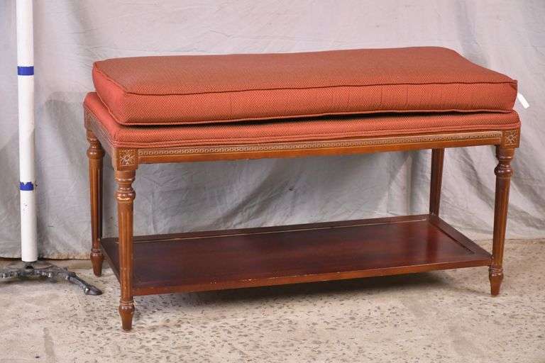 Upholstered pillow top 2 tier bench; 396-1012 - R.H. Lee & Co. Auctioneers