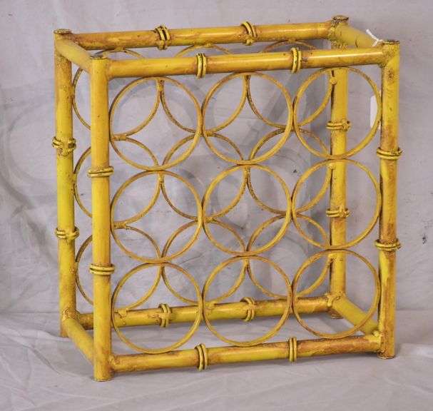 Yellow cane cut metal wine rack; 13024-370 - R.H. Lee & Co. Auctioneers
