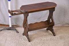 Small book trough side table with slide out smoking shelf; 462-011 - R ...