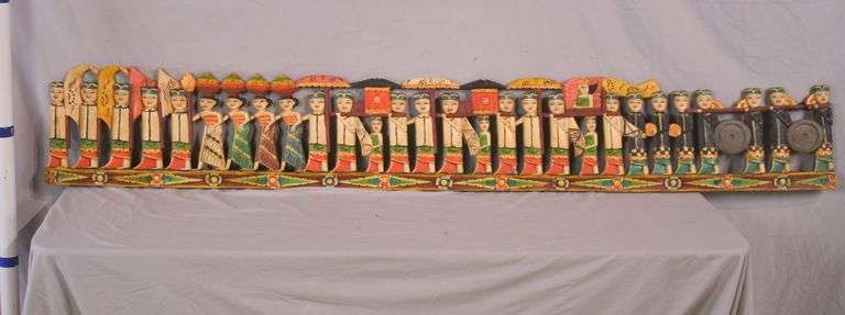 Carved wall panel depicting procession/parade; 14221-144 - R.H. Lee ...