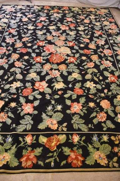 9x12 Portuguese needlepoint rose pattern rug; 74-10463A - R.H. Lee & Co ...