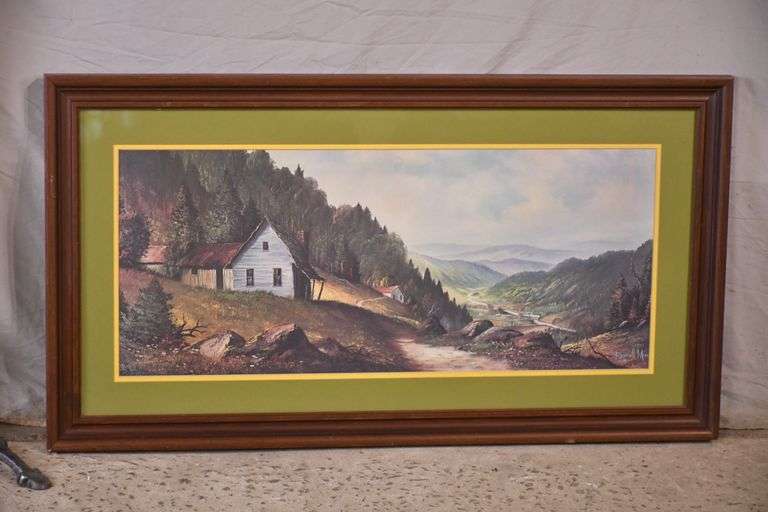 Signed limited edition framed print of a mountain valley scene by ...