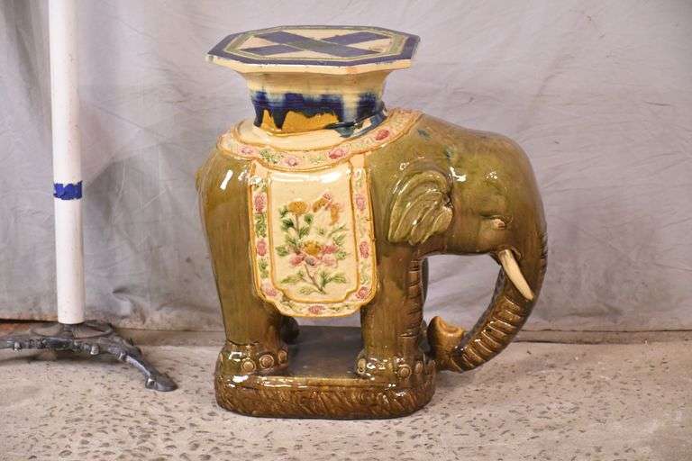 Ceramic elephant side table; 336-3126 - R.H. Lee & Co. Auctioneers