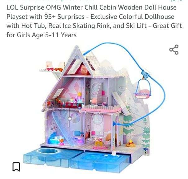 LOL Surprise OMG Winter Chill Cabin Wooden Doll House Playset with 95 ...