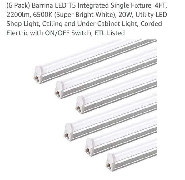 6pk Barrina LED T5 Integrated Single Fixture 4' 20w - Lexington Online ...