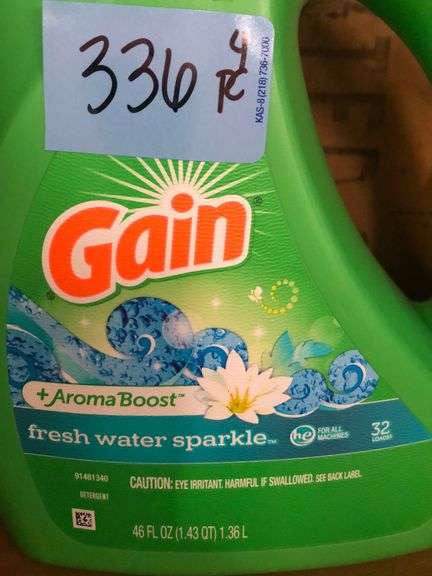 Gain Detergent 32 Loads, Gain Liquid Softner 48 Loads & 2 Gain Fabric ...