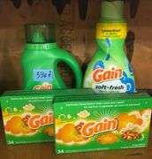 Gain Detergent 32 Loads, Gain Liquid Softner 48 Loads & 2 Gain Fabric ...