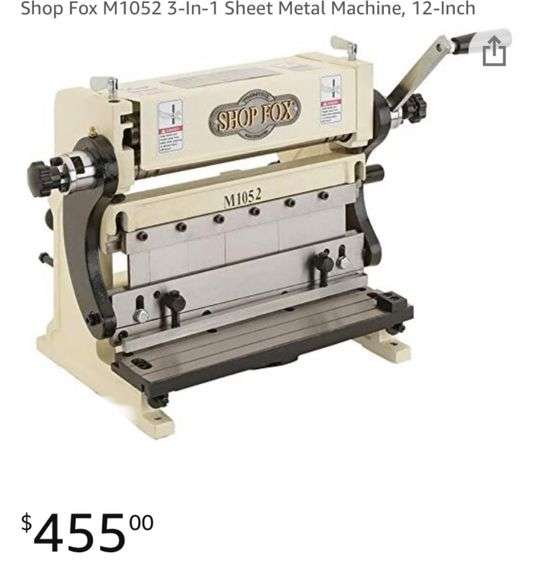 Shop Fox 12” 3in1 Sheet Metal Machine - Lexington Online Auction