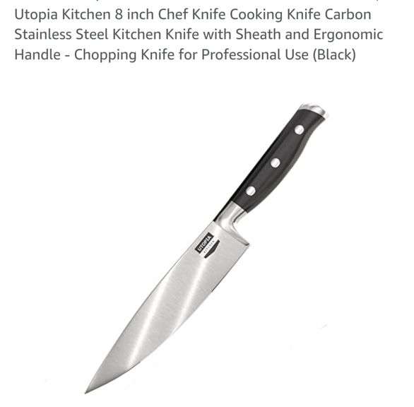 Utopia Kitchen 8 inch Chef Knife Cooking Knife Carbon Stainless Steel Kitchen Knife with Sheath ...