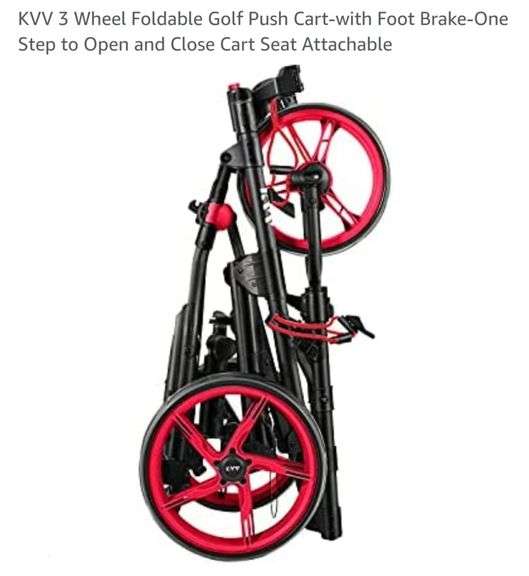 KVV 3 Wheel Foldable Golf Push Cart-with Foot Brake-One Step to Open ...