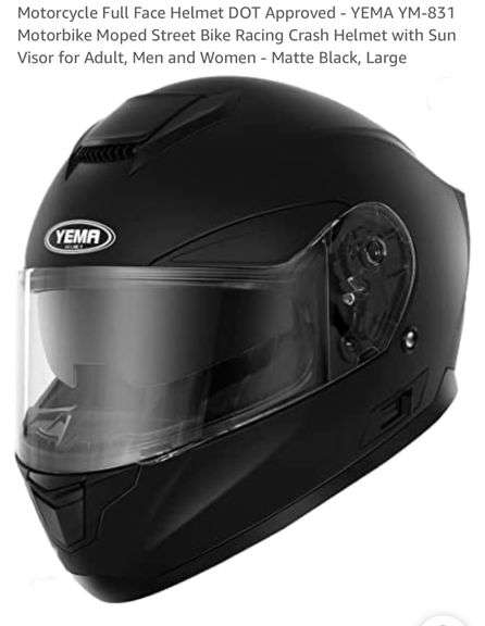 Motorcycle Full Face Helmet DOT Approved - YEMA YM-831 Motorbike Moped ...