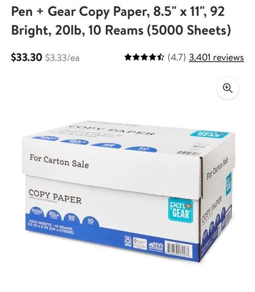 Pen+Gear 8.5” x 11” copy paper 5000 sheets - Lexington Online Auction