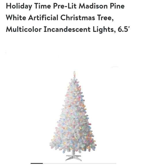 Holiday Time Pre Lit Madison Pine White Christmas Tree 6.5' - Lexington ...