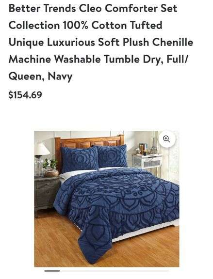 Better Trends Cleo Navy F/Q 3pc Comforter Set - Lexington Online Auction