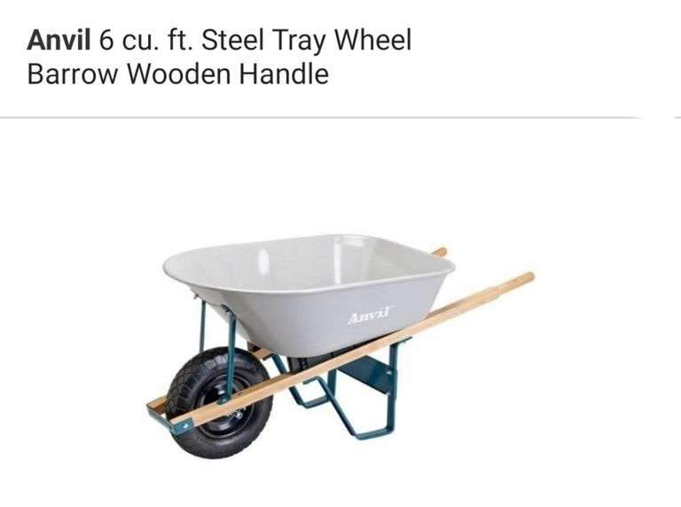 Anvil 6cuft Steel Tray Wooden Handle Wheelbarrow DENTED - Lexington ...